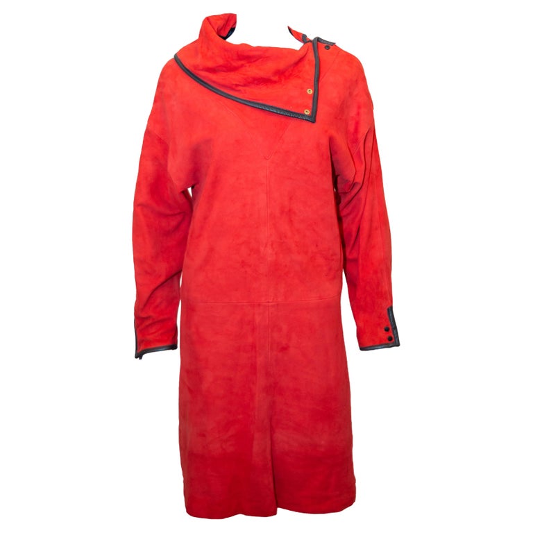 Stunning Red Suede Dress by Felicia For Sale at 1stDibs
