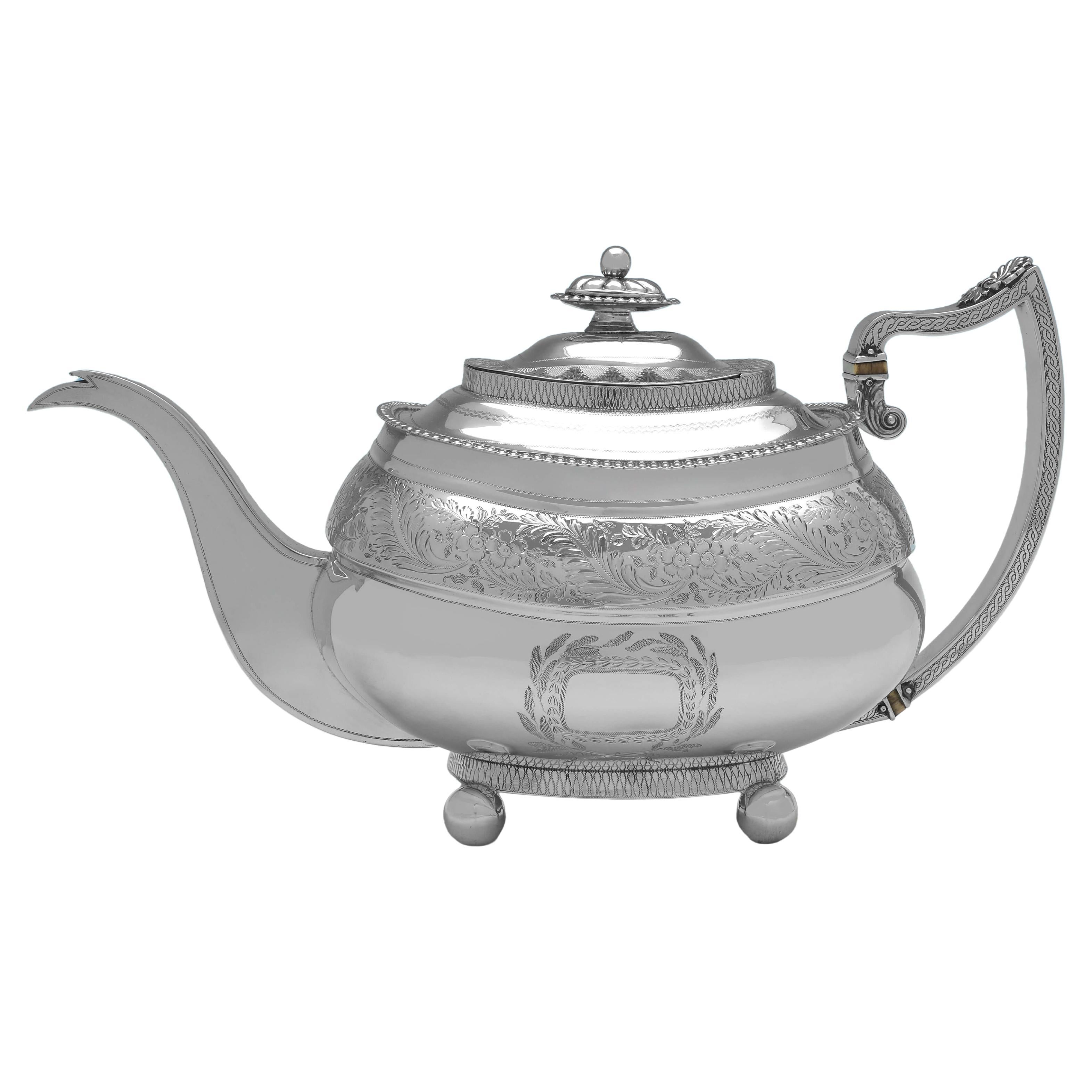 19th Century English Victorian Newcastle Silver Teapot, circa 1838 For ...