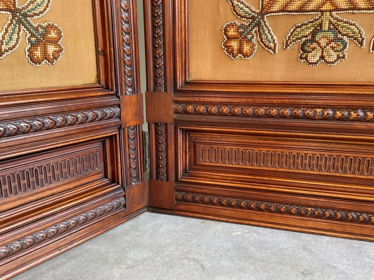 Stunning Renaissance Revival Folding Screen w. Embroidery and 8 Bust ...