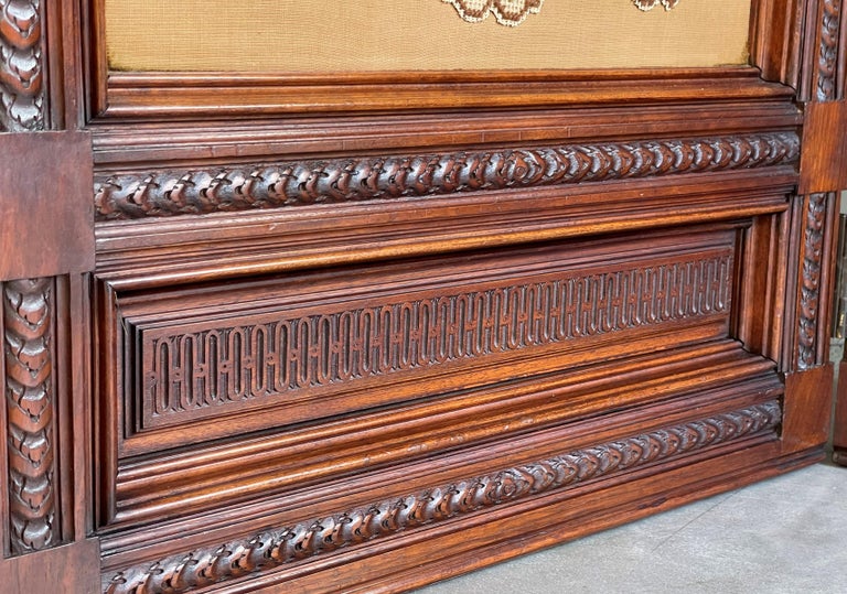 Stunning Renaissance Revival Folding Screen w. Embroidery and 8 Bust ...