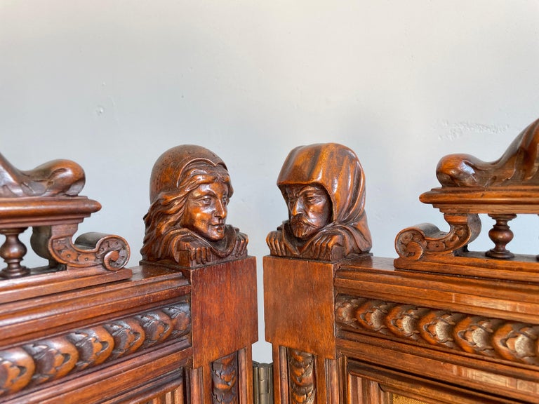 Stunning Renaissance Revival Folding Screen w. Embroidery and 8 Bust ...