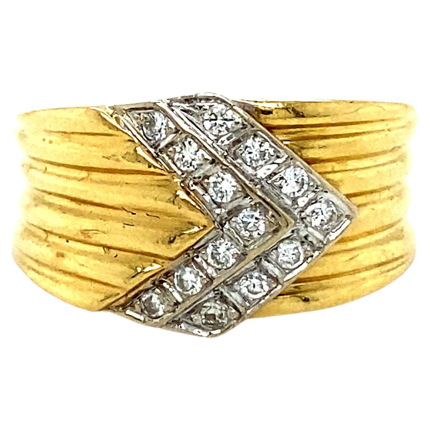 Vintage 9ct Yellow Gold Wide Decorative Band Ring at 1stDibs
