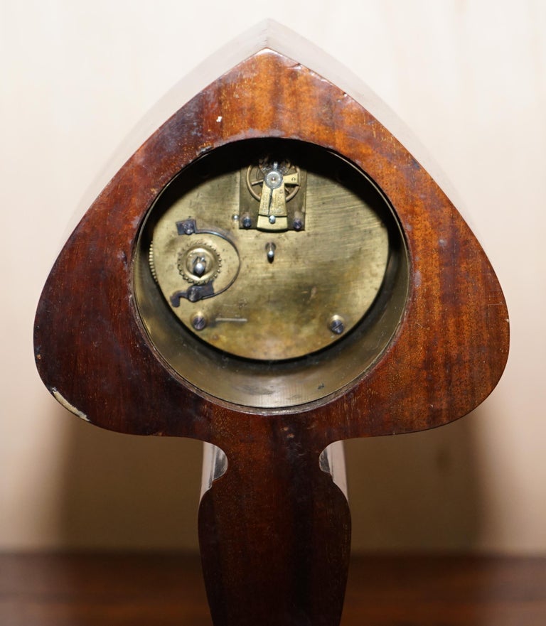 Stunning Richard and Co Art Nouveau Mahogany Inlaid Mantle Clock Ace of ...