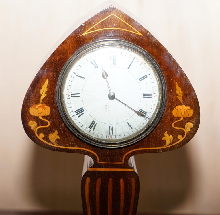 Stunning Richard and Co Art Nouveau Mahogany Inlaid Mantle Clock Ace of ...
