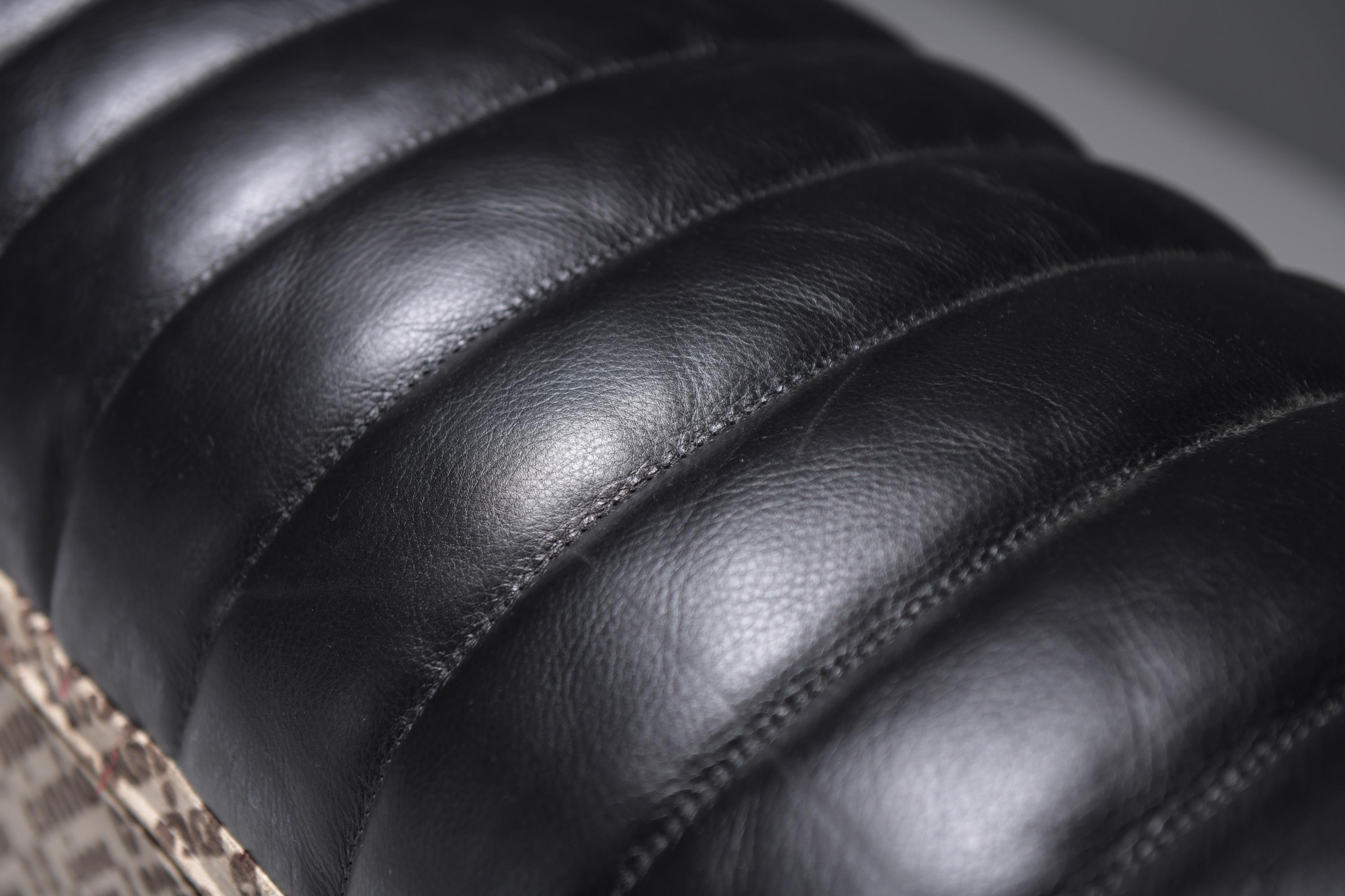 Stunning Sandra sofa in new black leather by Annie Hieronimus for Cinna ...