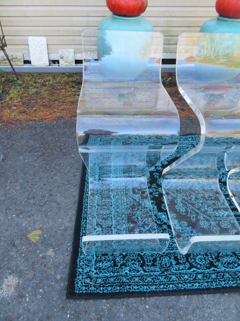 Stunning Set of 4 Thick Bent Lucite Bar Stools Mid-Century Modern For ...