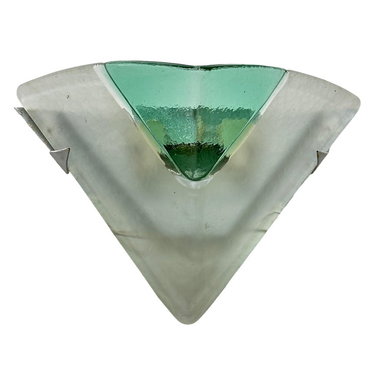Stunning Set of Three Triangle Shaped Murano Ice Glass Sconces, Italy ...