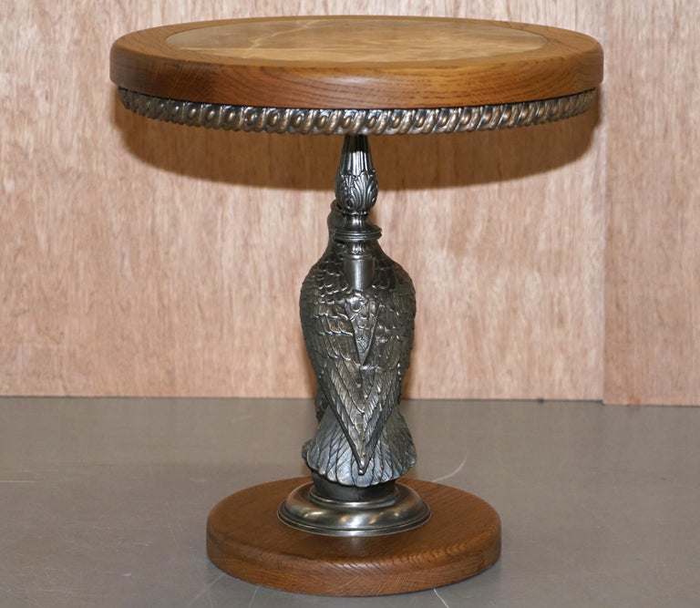 Stunning Silver Plated American Eagle with Marble-Top Side End Lamp ...