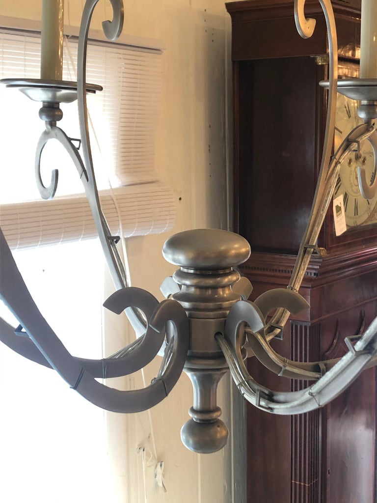 Stunning Silver Steel Traditional Chandelier For Sale at 1stDibs
