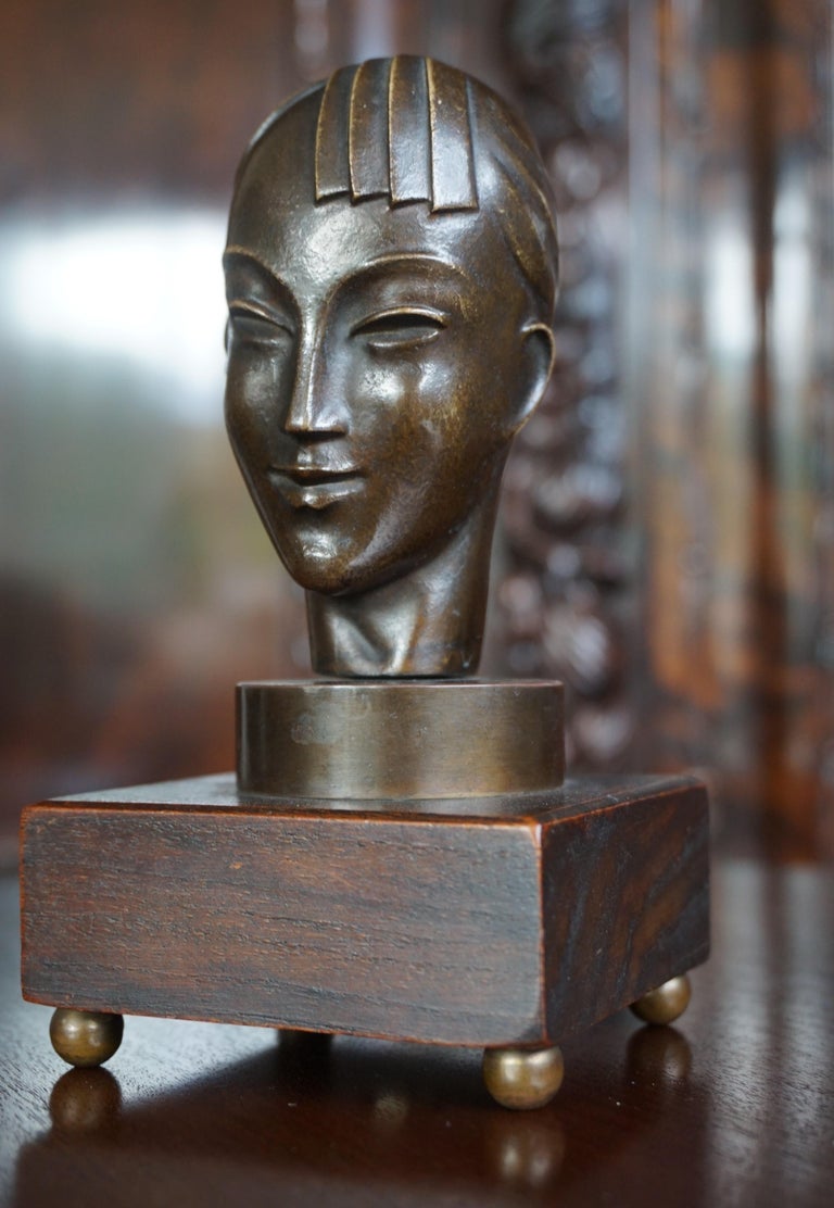 Stunning and Small Art Deco Bronze Androgynous Sculpture with Asian ...
