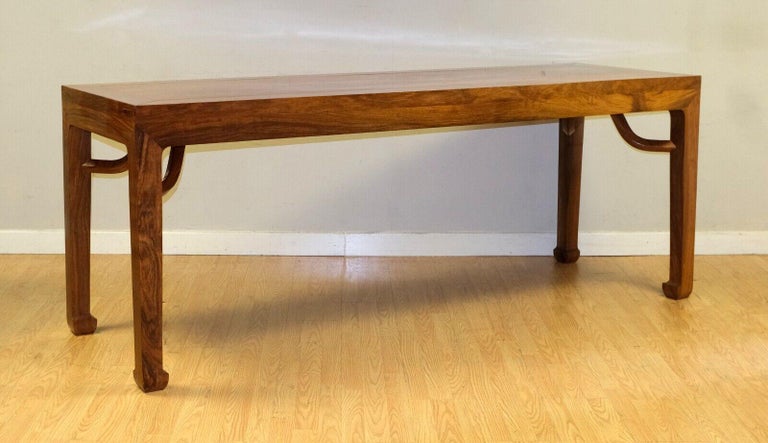 Stunning Soft Brown Ming Elmwood Chinese Dining Table Raised on Horse ...