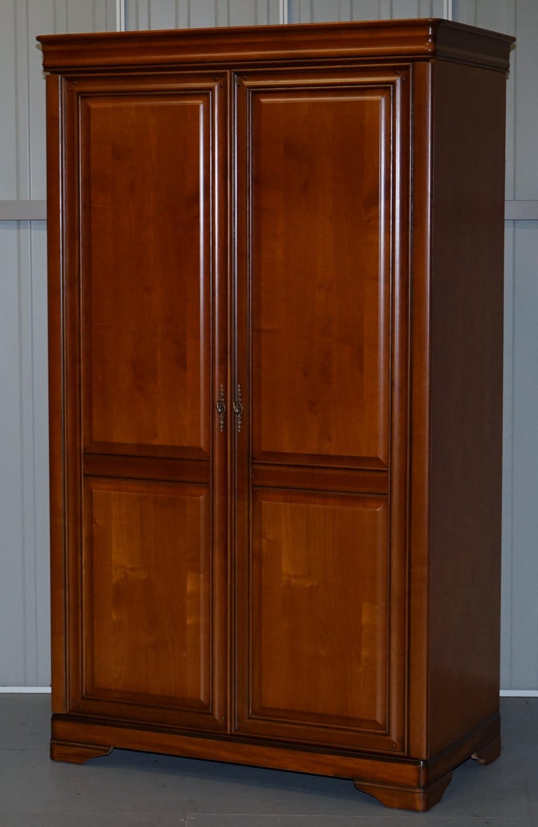 Stunning Solid Cherry Wood Double Bank Wardrobe Part of a Large Suite ...