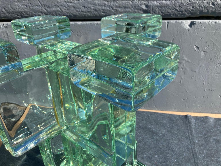 Stunning Solid Glass Block Table, Green, USA 1970s For Sale at 1stDibs