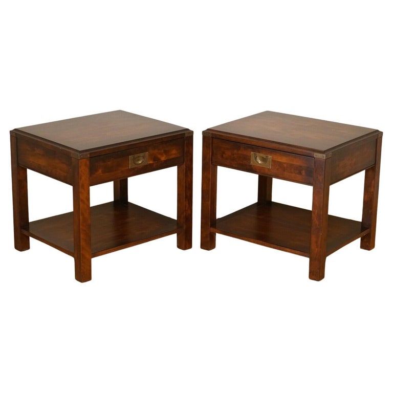 Stunning Solid Large Pair of Military Campaign Bedside Tables at 1stDibs