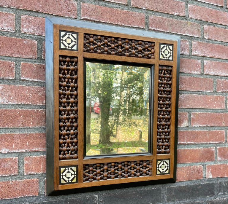 Stunning Spanish Antique Wooden Picture Frame / Mirror, Inlaid and ...