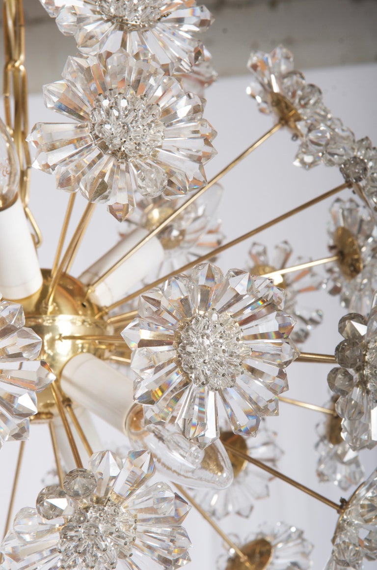 Stunning Sputnik Chandelier with Crystal Flowers For Sale at 1stdibs