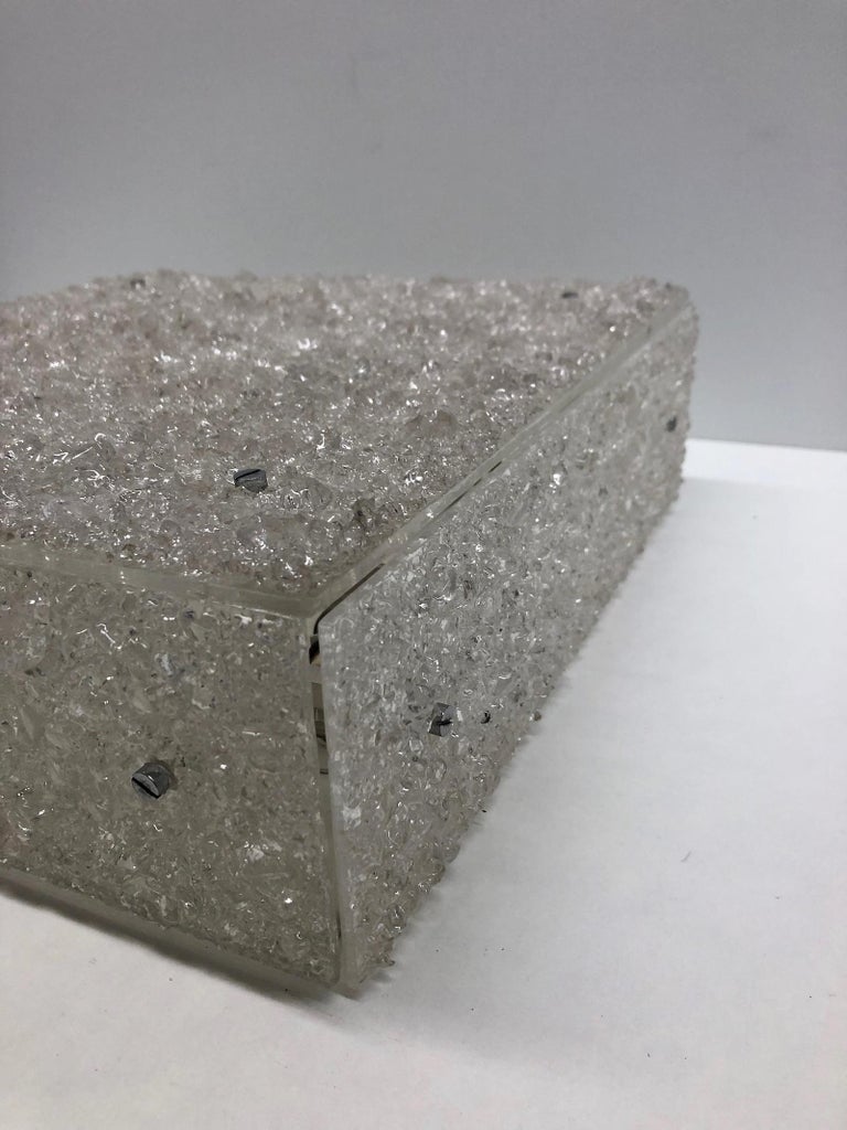 Stunning Square Ice Glass Pattern Glass Flush Mount, Germany, 1970s For ...