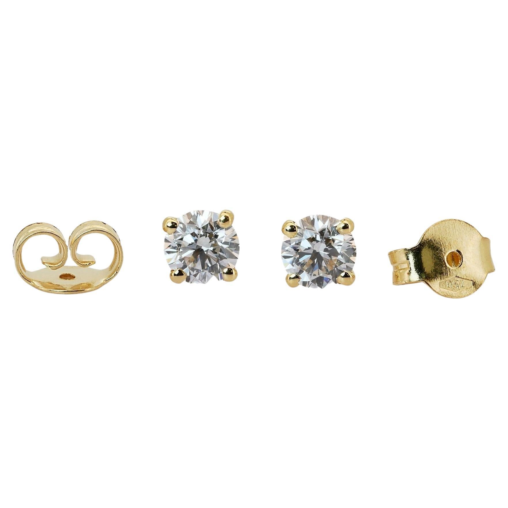 Elegant pair of Stud Earrings with 1.88 total Natural Diamond For Sale ...