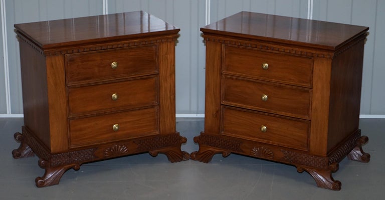 Stunning Suite of Panelled Hardwood Chests of Drawers Ornately Carved ...