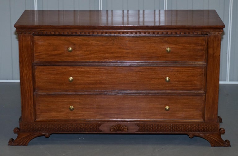 Stunning Suite of Panelled Hardwood Chests of Drawers Ornately Carved ...