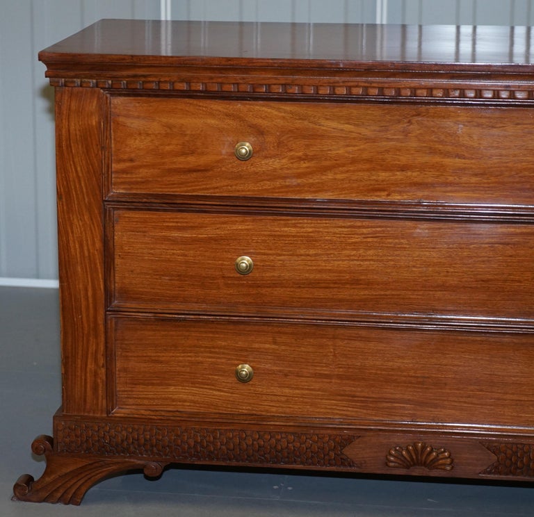 Stunning Suite of Panelled Hardwood Chests of Drawers Ornately Carved ...