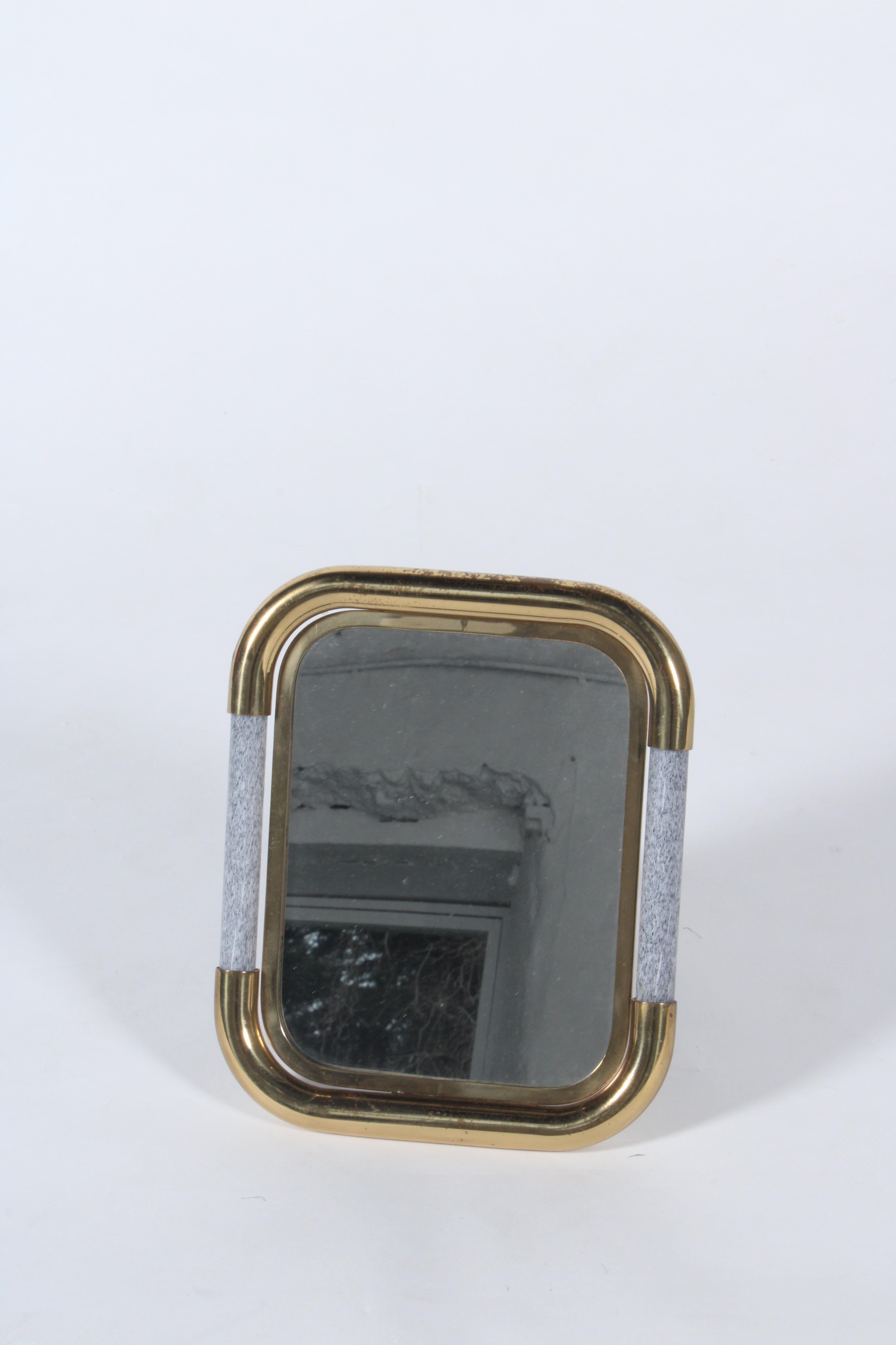 Stunning Table Top Mirror In Brass and Glass By Tommaso Barbi * Free WW ...