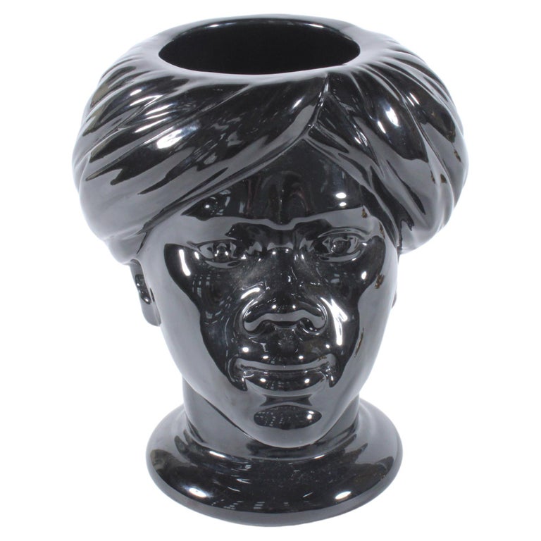 Stunning 'Testa Di Moro' Ceramic Glazed Bust Vase Jardinere by Piero ...