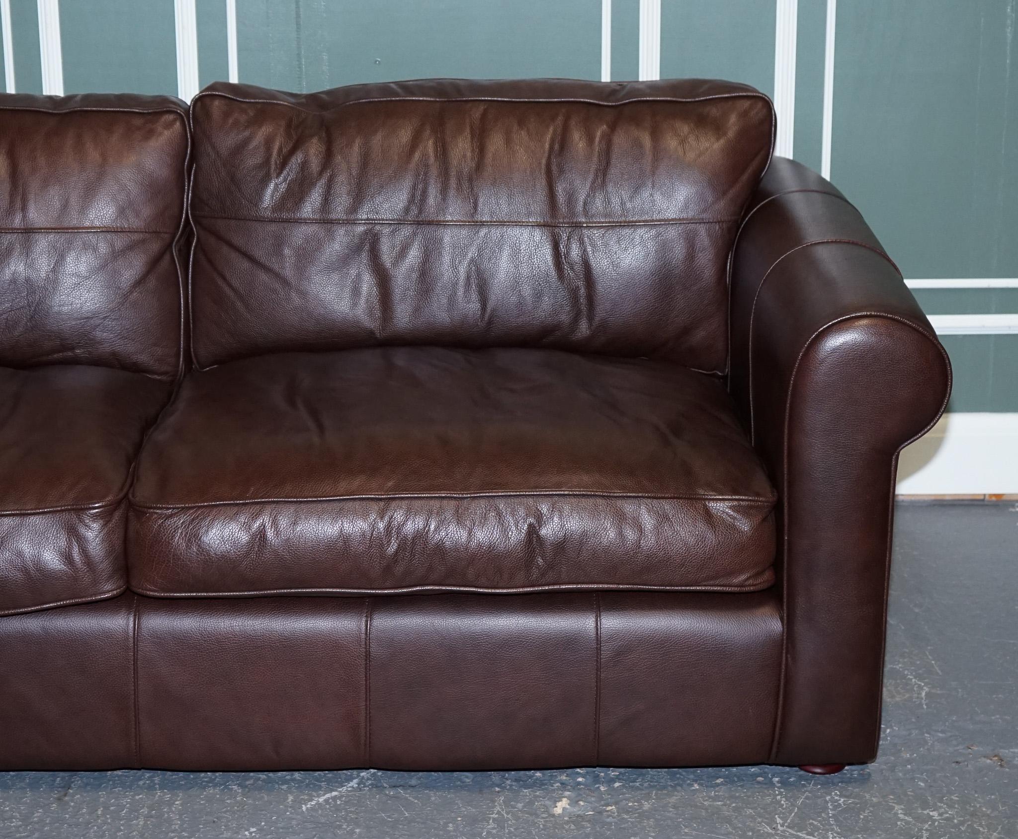Stunning Thomas Lloyd Brown Leather Three Seater Sofa For Sale at 1stDibs