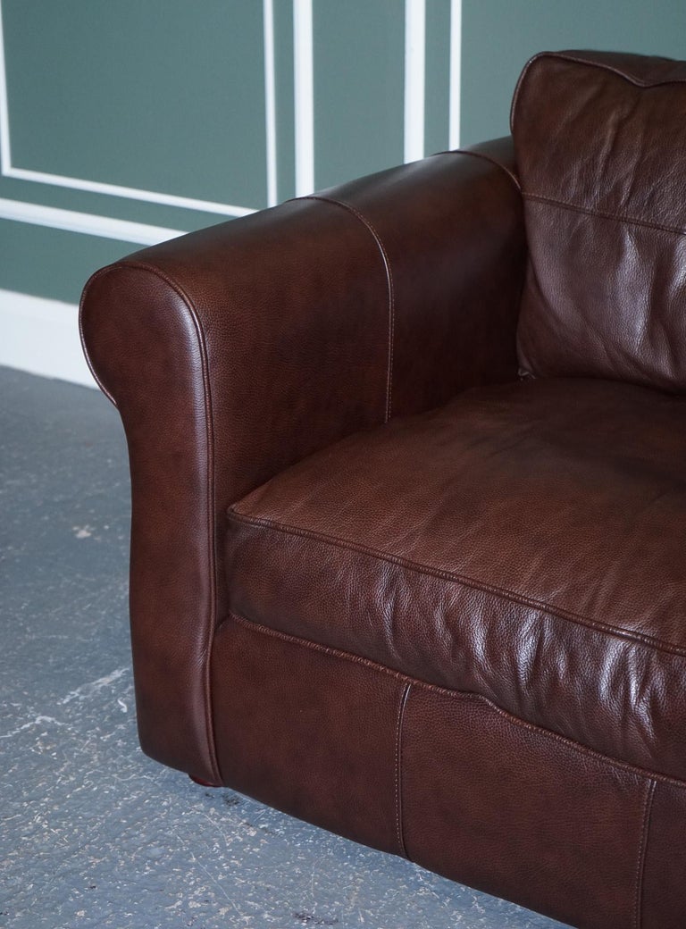 Stunning Thomas Lloyd Brown Leather Three Seater Sofa For Sale at 1stDibs