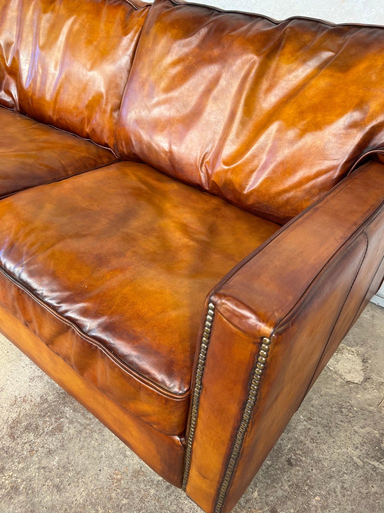 Stunning Timothy Oulton Viscount 2- 3 Seater Leather Sofa Hand Dyed ...