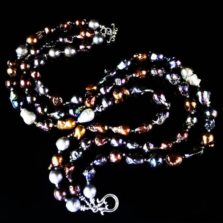Stunning Triple Strand of Multi Color Baroque Pearls Necklace at ...