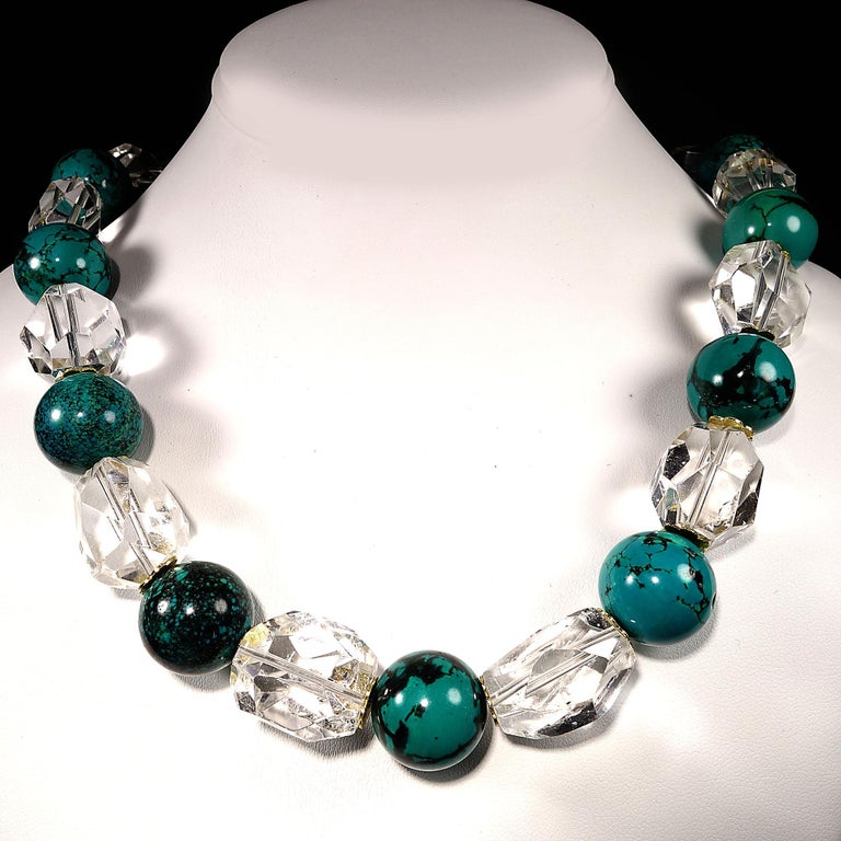 Stunning Turquoise and Faceted Quartz Crystal Necklace at 1stDibs
