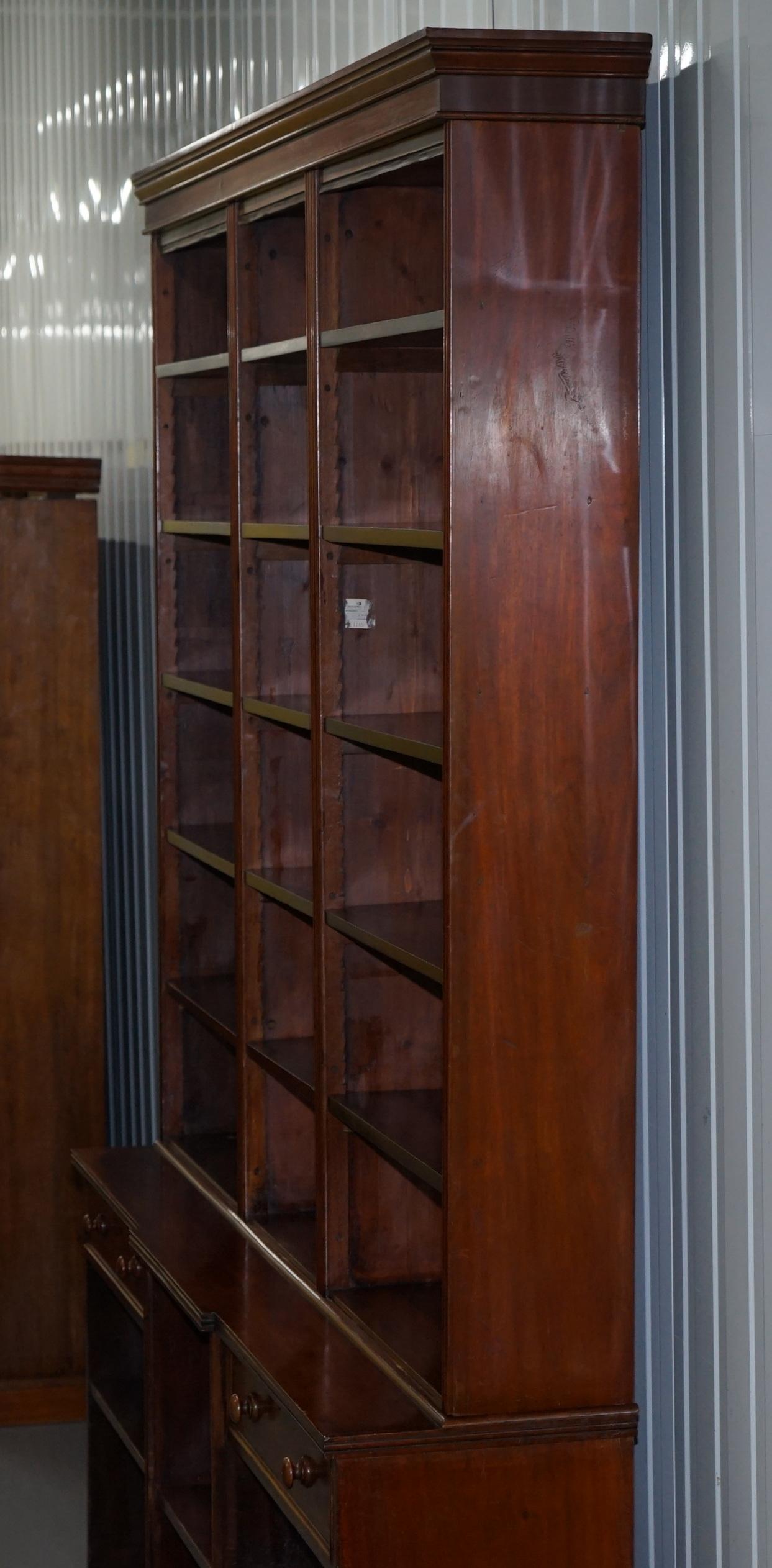 Stunning Very Large Tall Victorian Mahogany Library Breakfront Bookcase ...