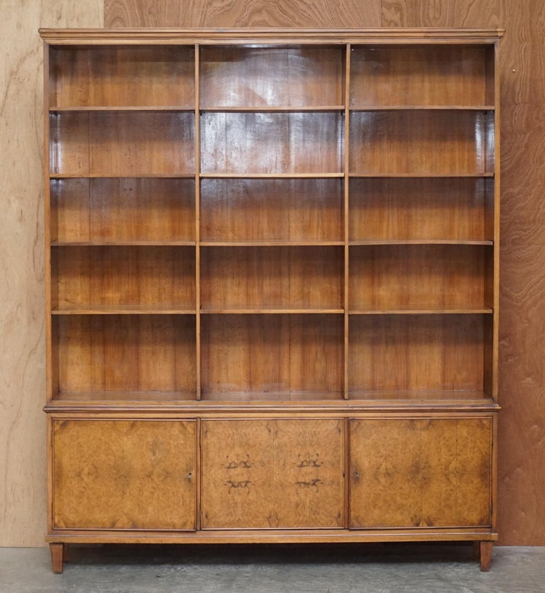 Stunning Very Large Mid Century Modern Burr Walnut Library Bookcase ...