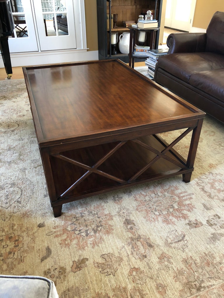 Stunning Very Large Walnut X Design Coffee Table at 1stDibs
