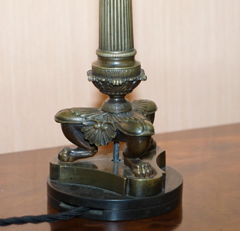 Stunning Victorian 1860-1880 Bronze Corinthian Pillared Lamp with Lion ...