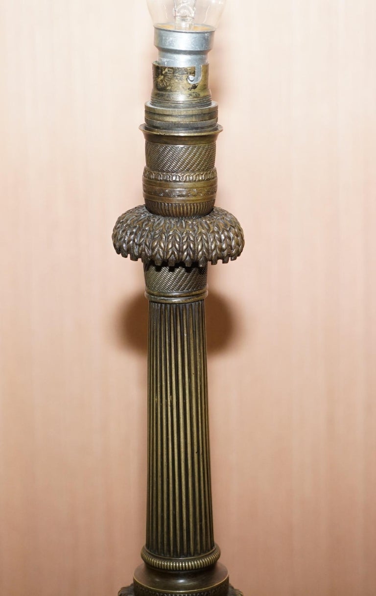 Stunning Victorian 1860-1880 Bronze Corinthian Pillared Lamp with Lion ...