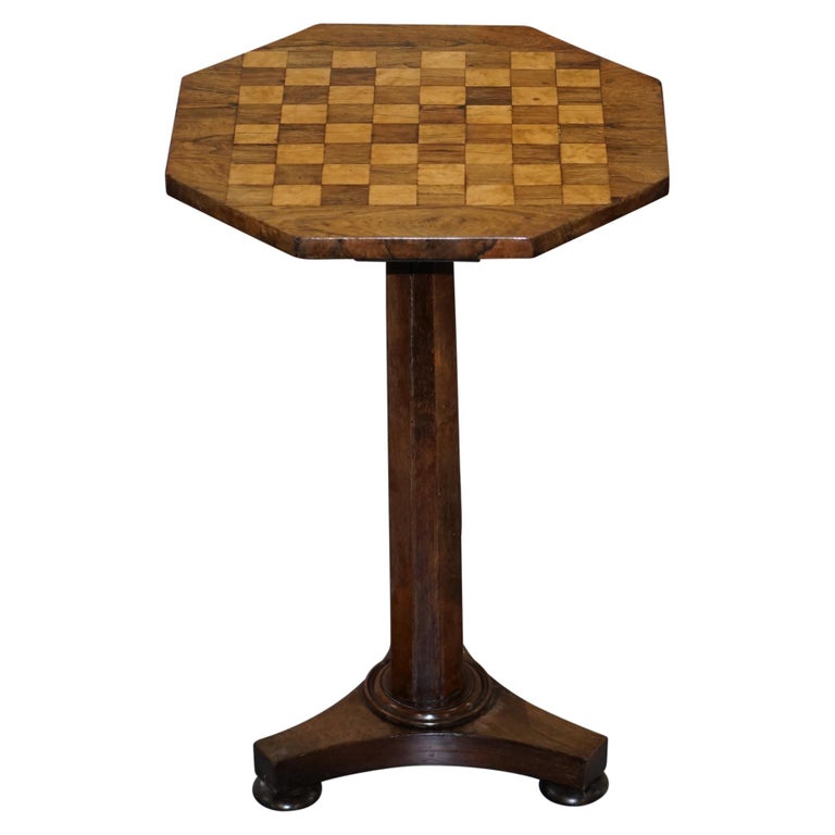 Stunning Victorian 1860 Redwood Pedestal Chess Games Checkers ...