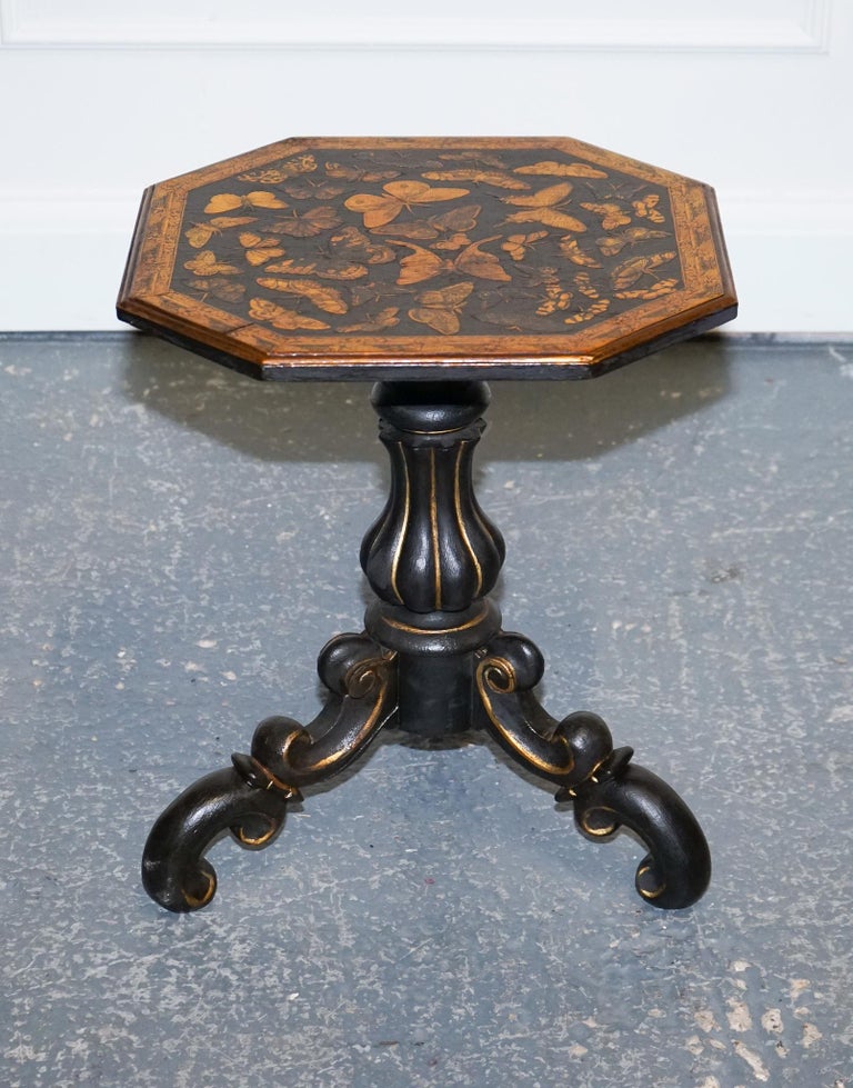 Stunning Victorian Decoupage Hand Painted Side Wine Lamp Table For Sale ...