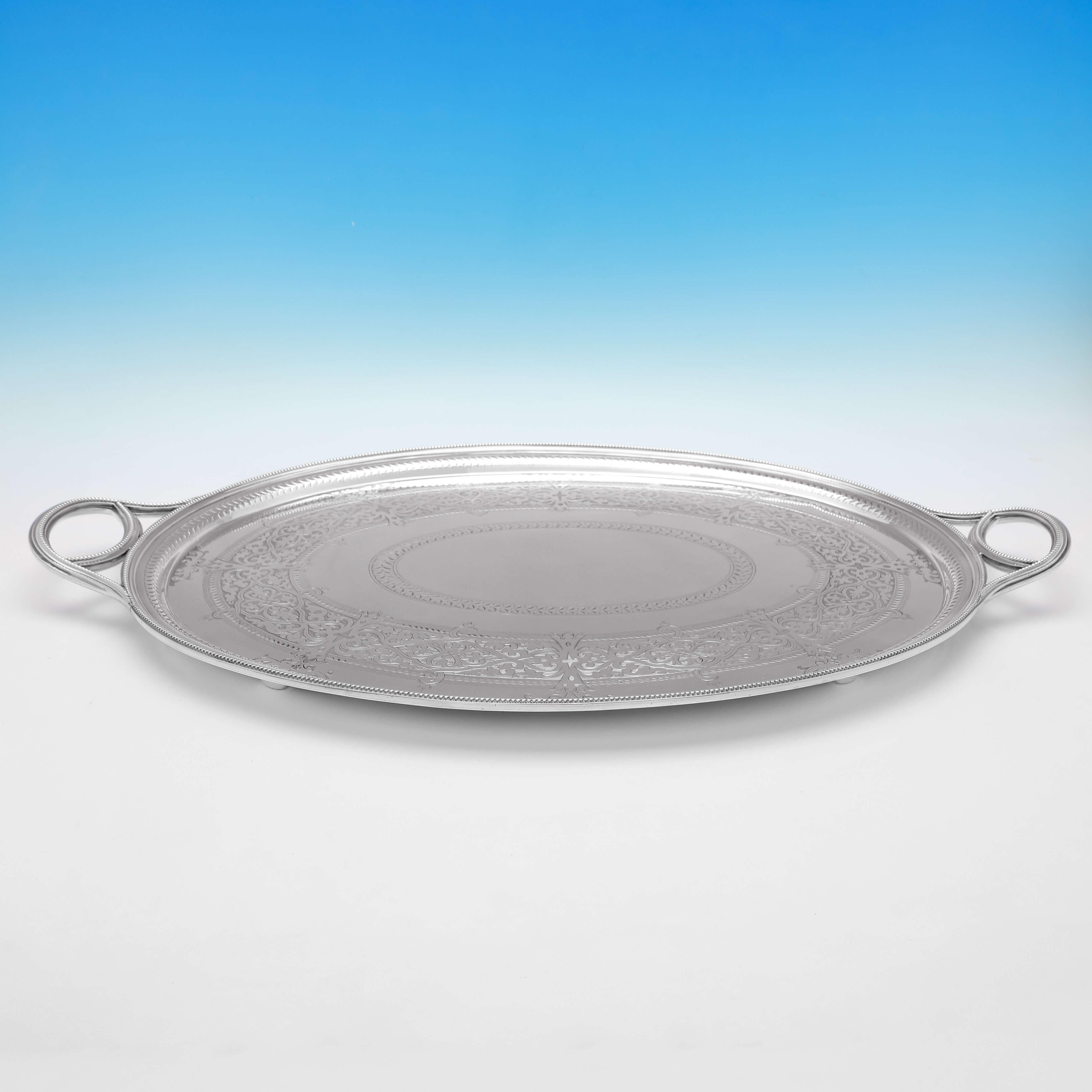 Stunning Victorian Engraved Sterling Silver Tray - London 1871 For Sale ...