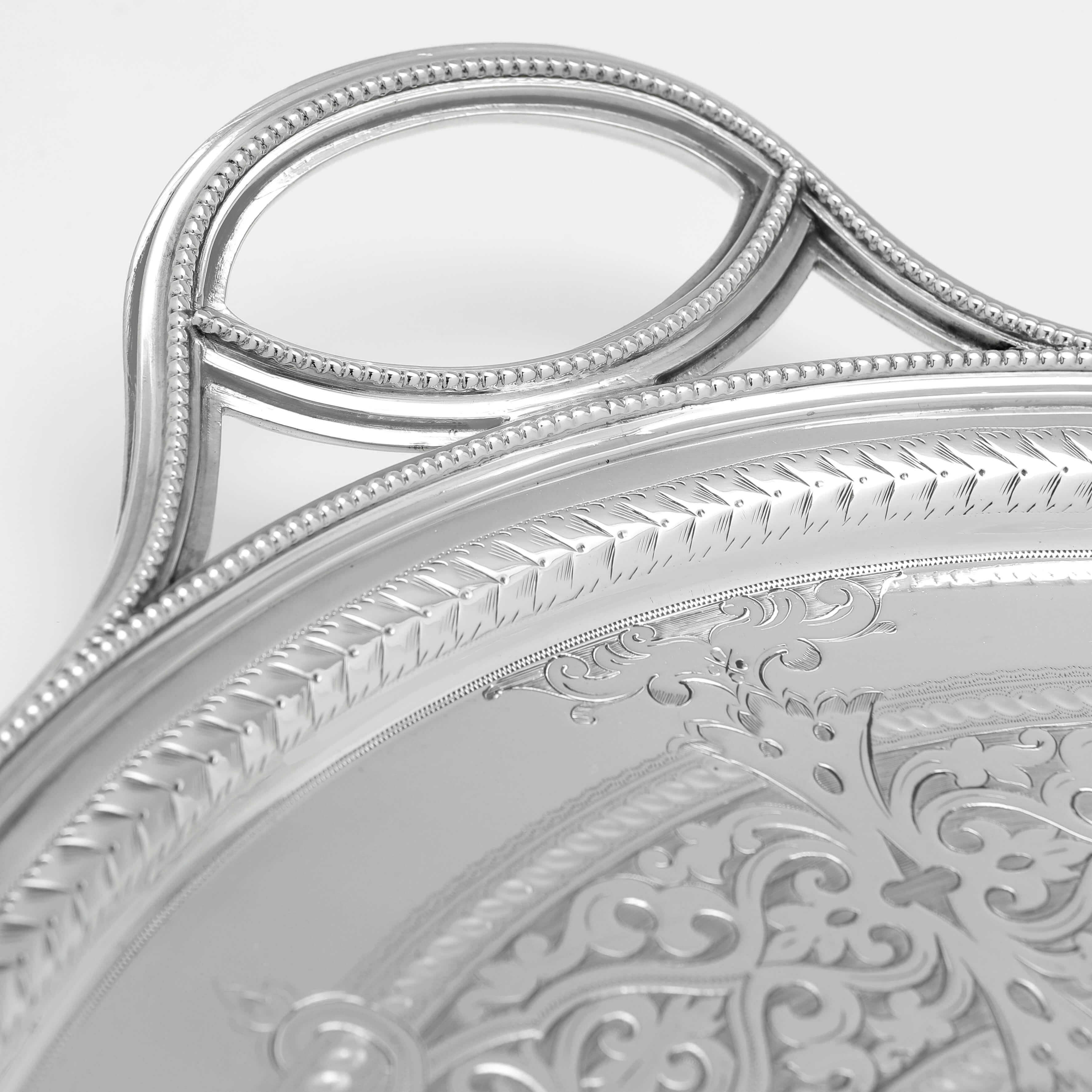 Stunning Victorian Engraved Sterling Silver Tray - London 1871 For Sale ...