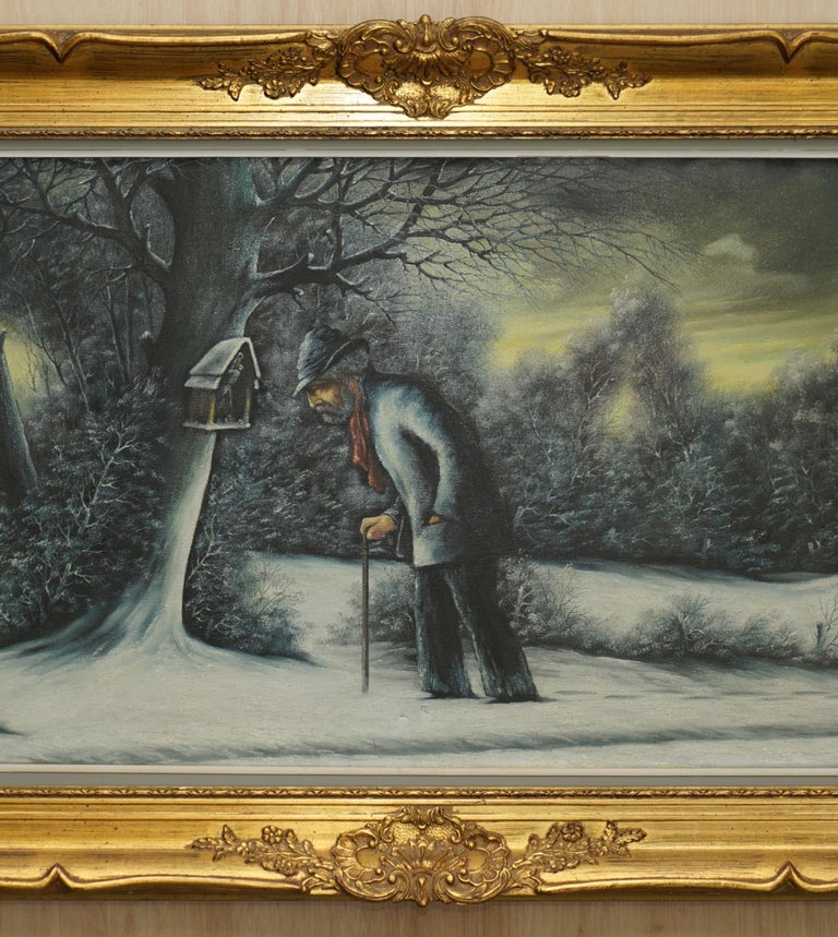Stunning Victorian Large Scaled Dutch Oil Painting of a Winter Scene by ...