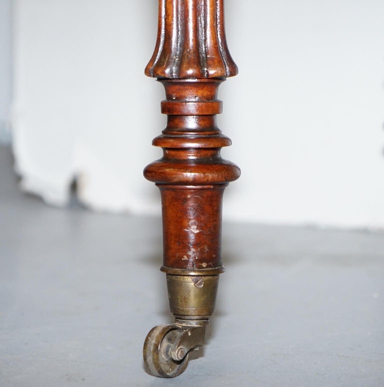 Stunning Victorian Library Writing Table or Desk Brown Leather Top ...