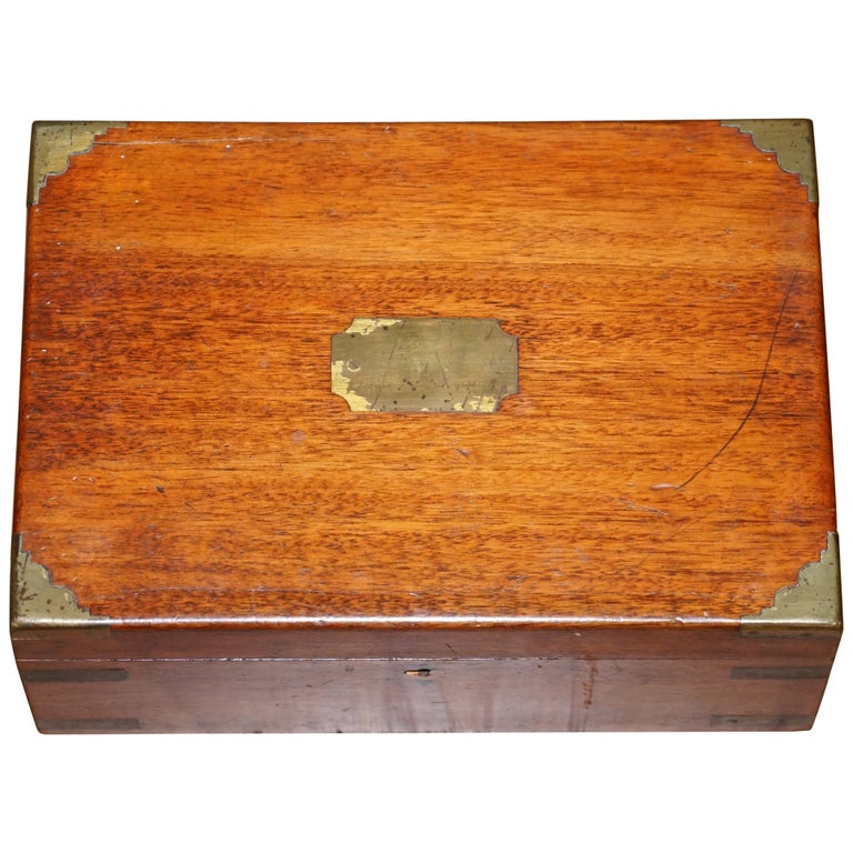 Stunning Victorian Mahogany Military Campaign Box, Cigars, Jewellery ...