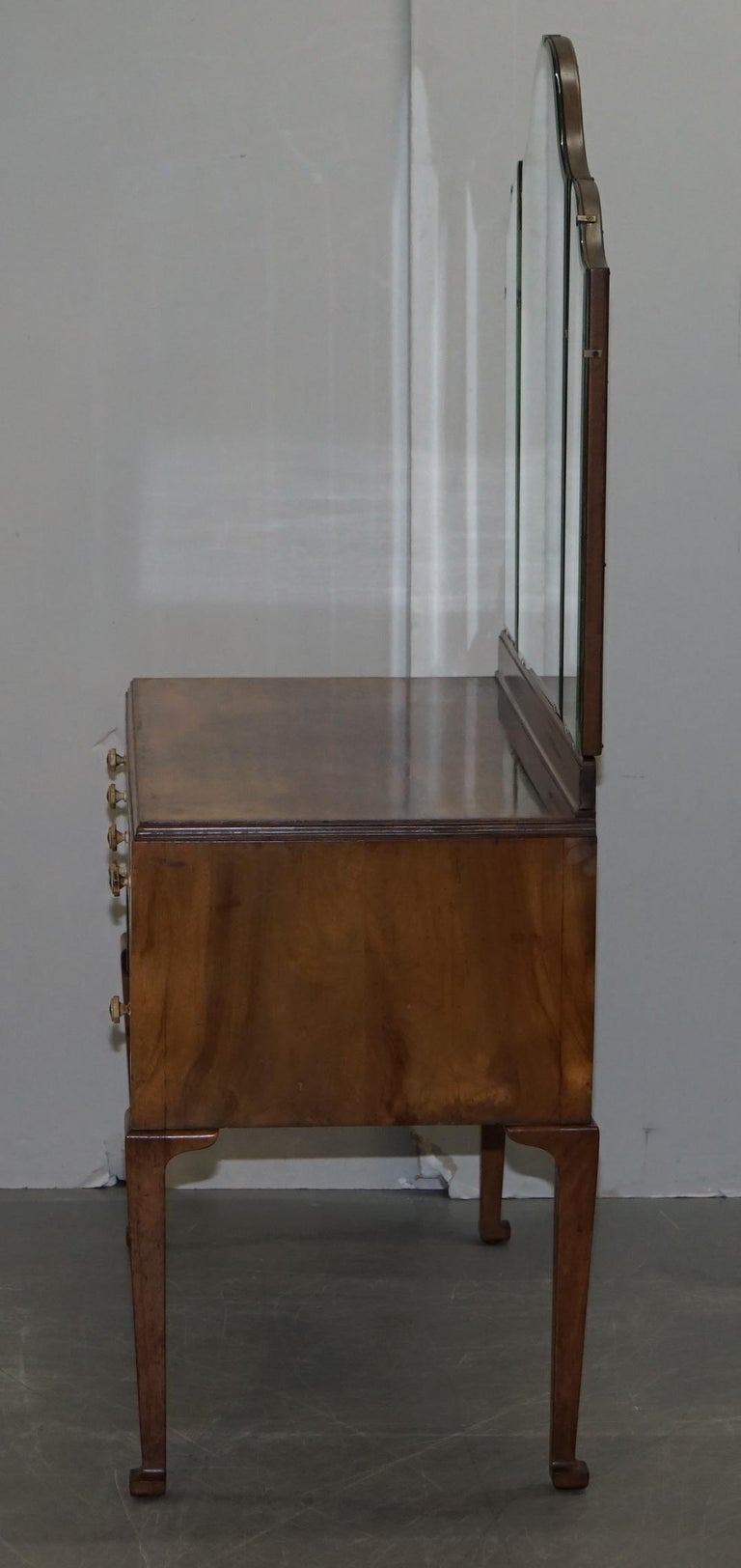 Quality circa 1940's Burr and Burl Walnut Dressing Table with Trifold ...