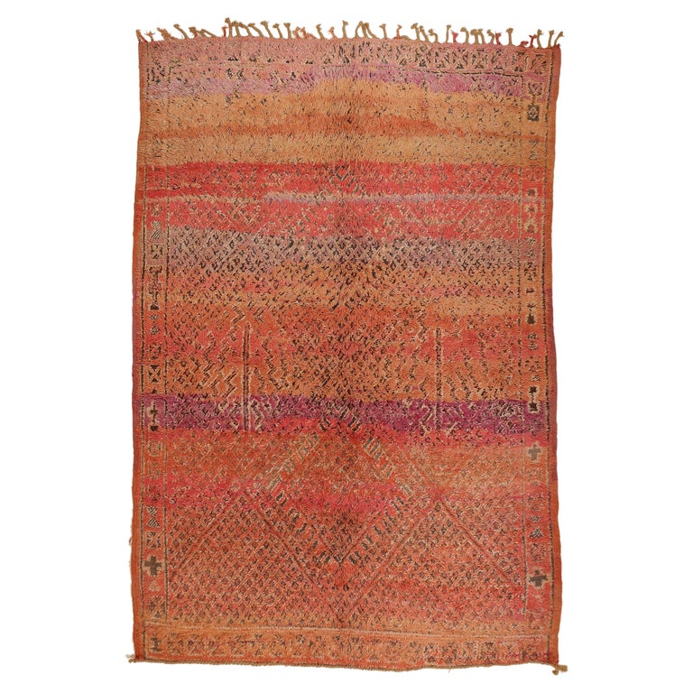Stunning Vintage Beni Mguild Moroccan Berber Rug in Rainbow Colours For ...