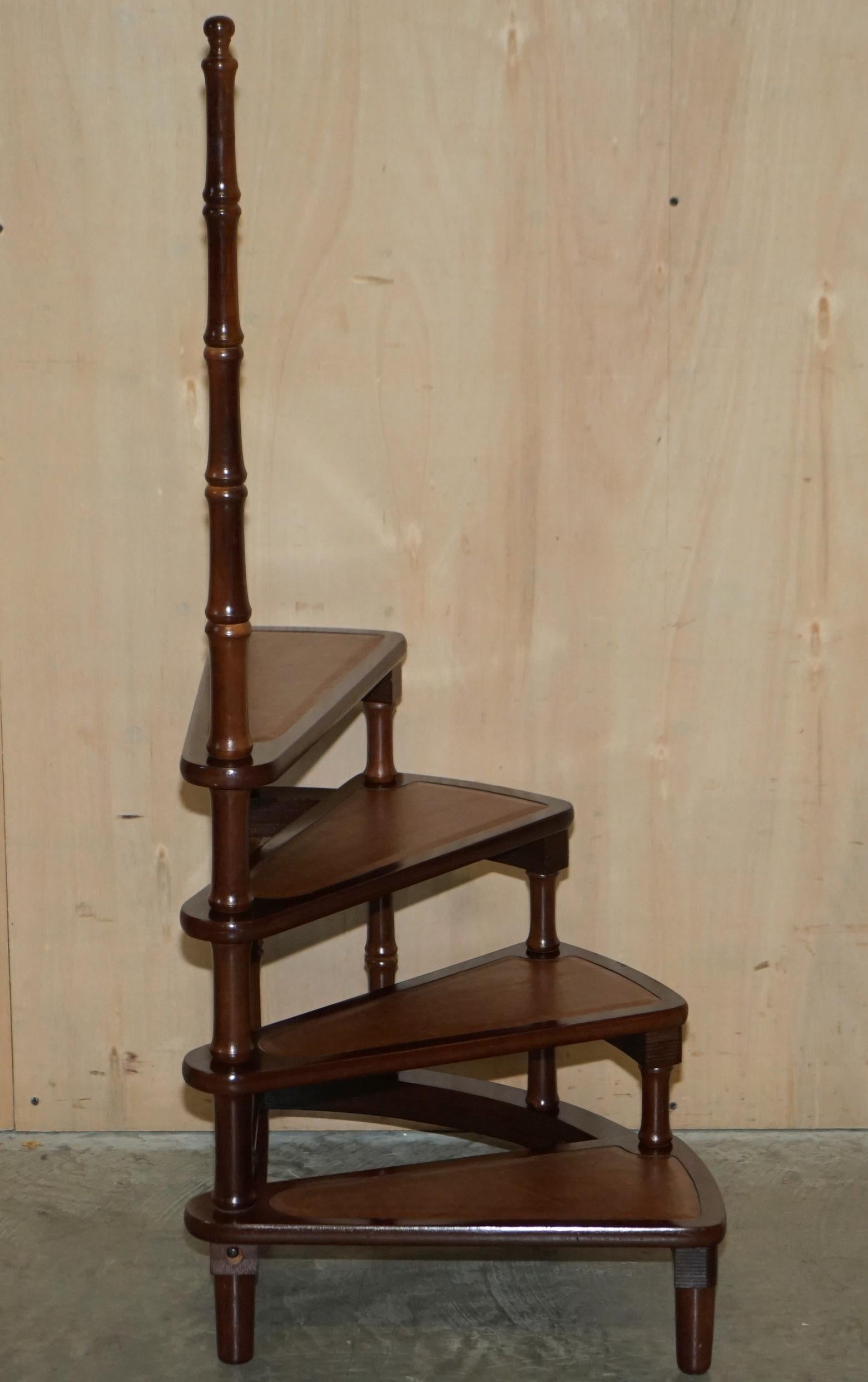 Stunning Vintage George III Style Brown Leather Library Steps Georgian ...
