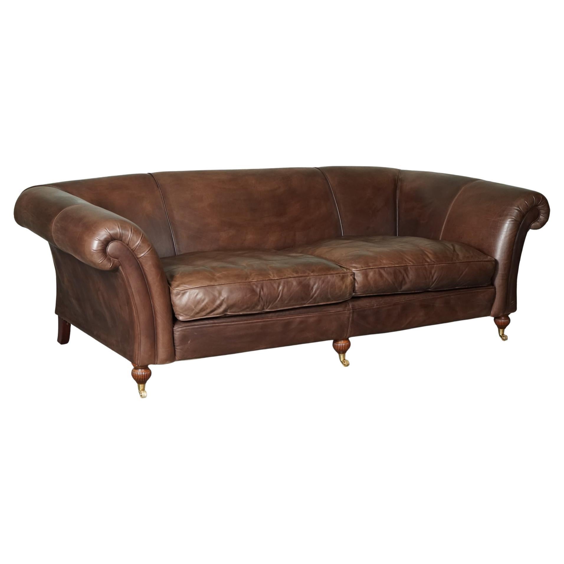 Stunning Vintage Aged Cigar Brown Leather Small 2 Seater Sofa at 1stDibs