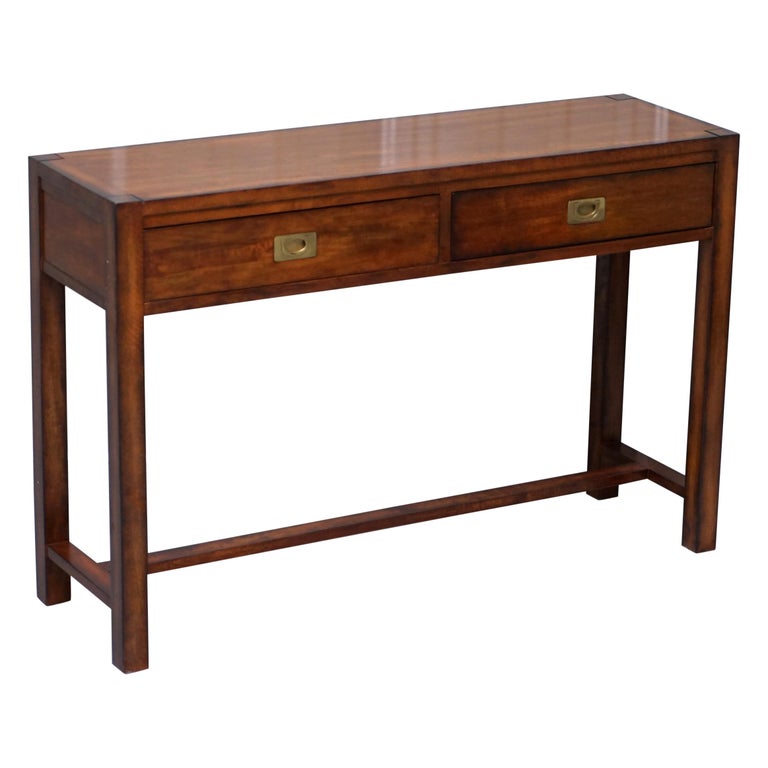 Stunning Vintage Military Campaign Mahogany Console Table with Twin ...