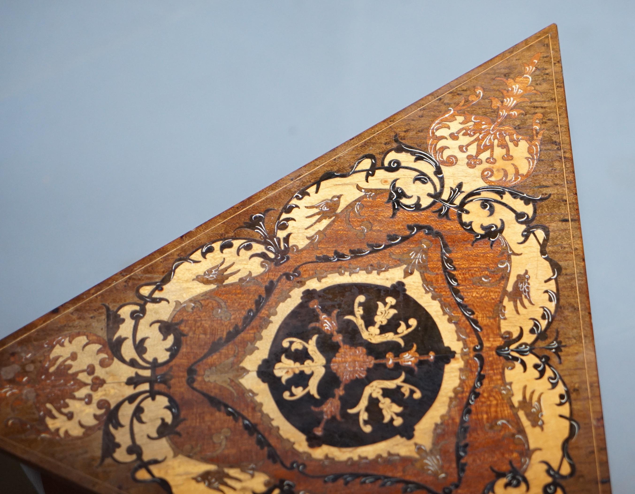 Stunning Vintage Reuge Triangle Musical Side Table Marquetry Inlaid ...